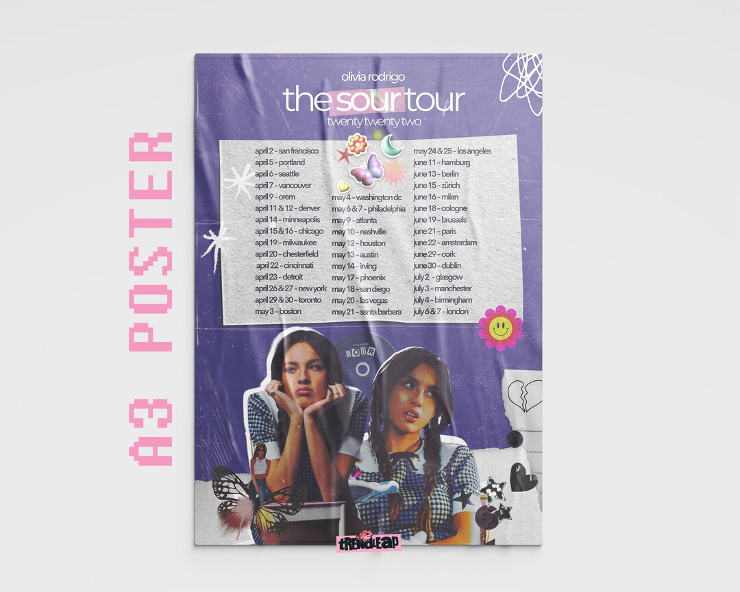 OLIVIA RODRIGO: the Sour Tour 2022 Vintage A3 - Etsy