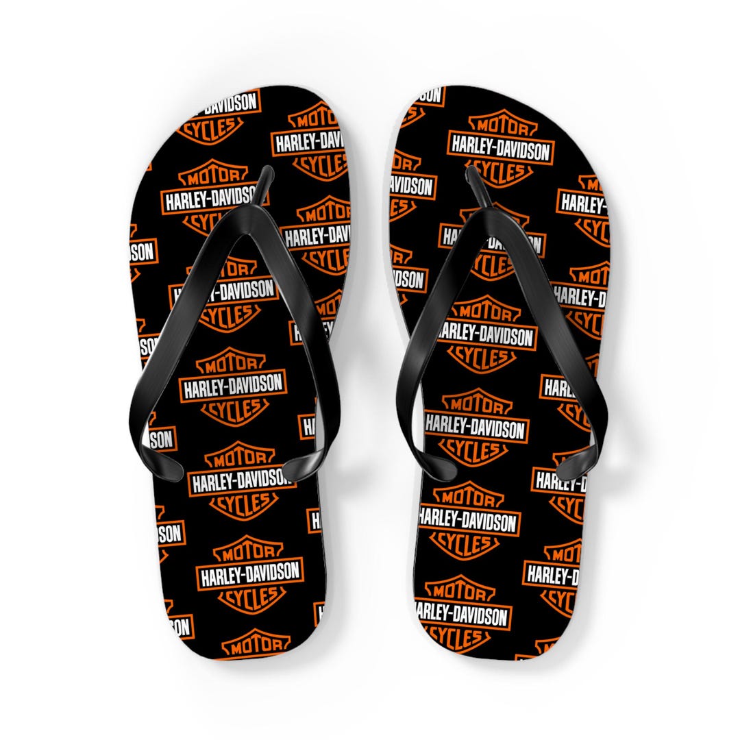 Harley Davidson Logo Flip Flops Motorcycle Beach Sandals, Biker Summer ...