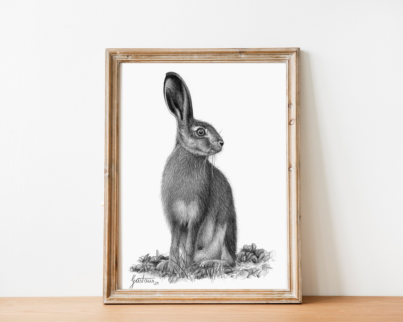 Field Hare | Wall Art Print | Black and White Poster | Fine-art Pencil ...
