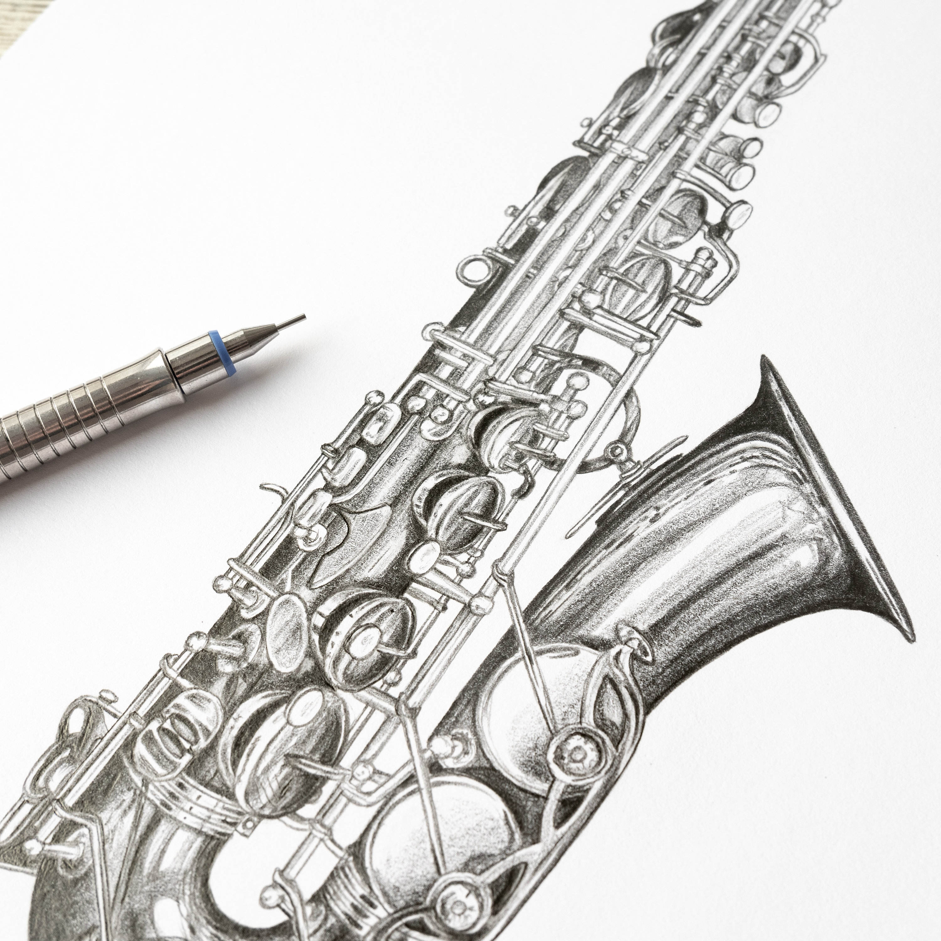 Saxophone Pencil Sketch