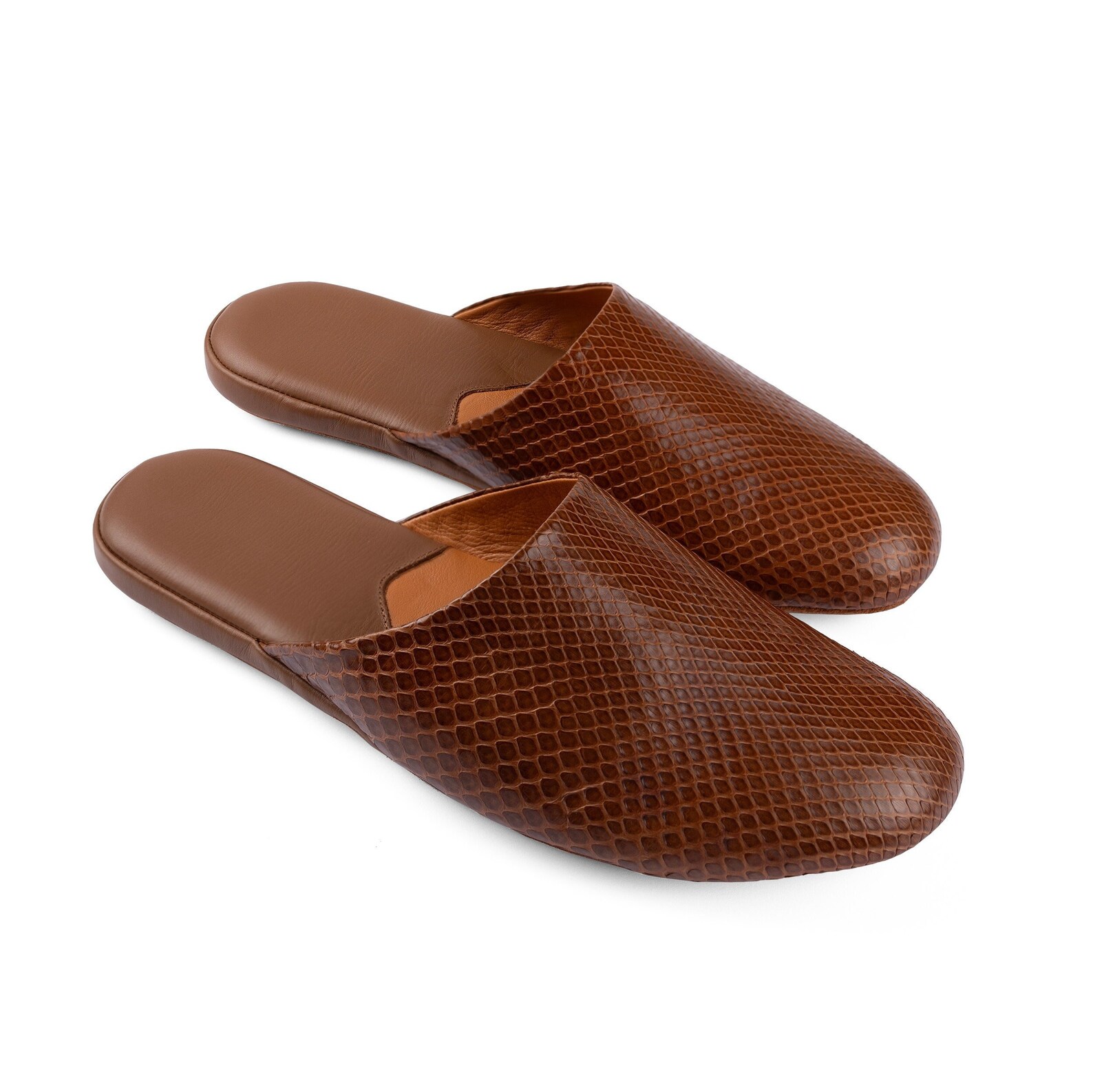 Genuine Python Leather Slippers: Men's Brown House Shoes - Etsy