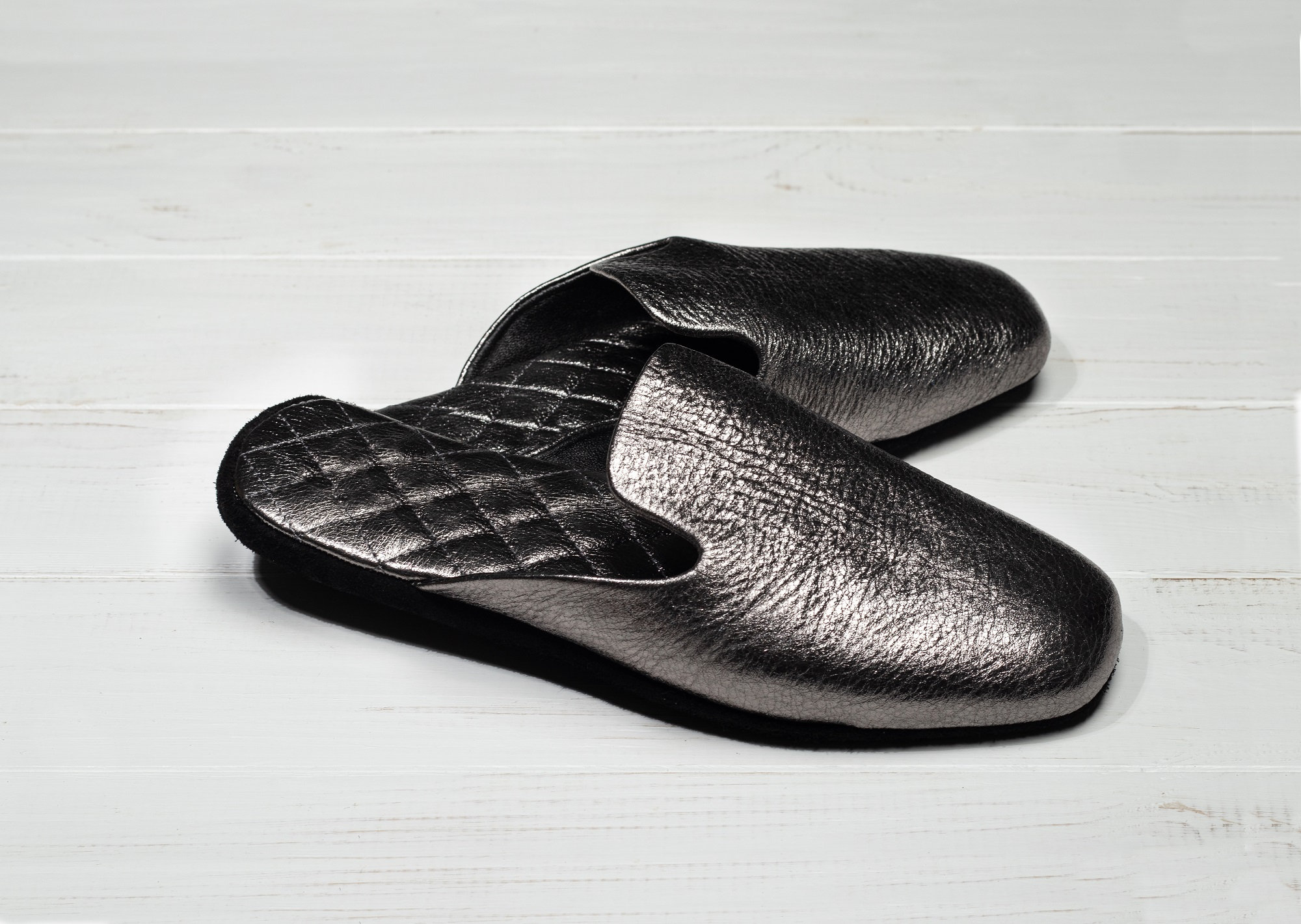House Slippers, Women's Leather Slippers, Silver Slippers, Travel ...