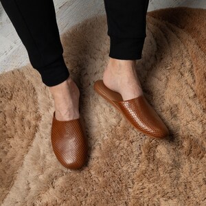 Genuine Python Leather Slippers: Men's Brown House Shoes - Etsy