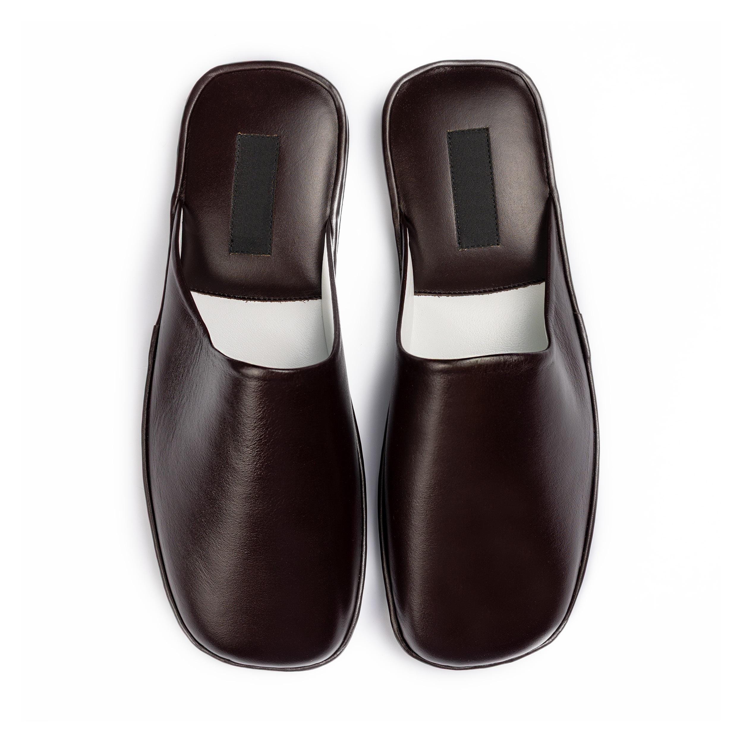 Genuine Leather Slippers for Men: Comfortable Brown Indoor Shoes - Etsy