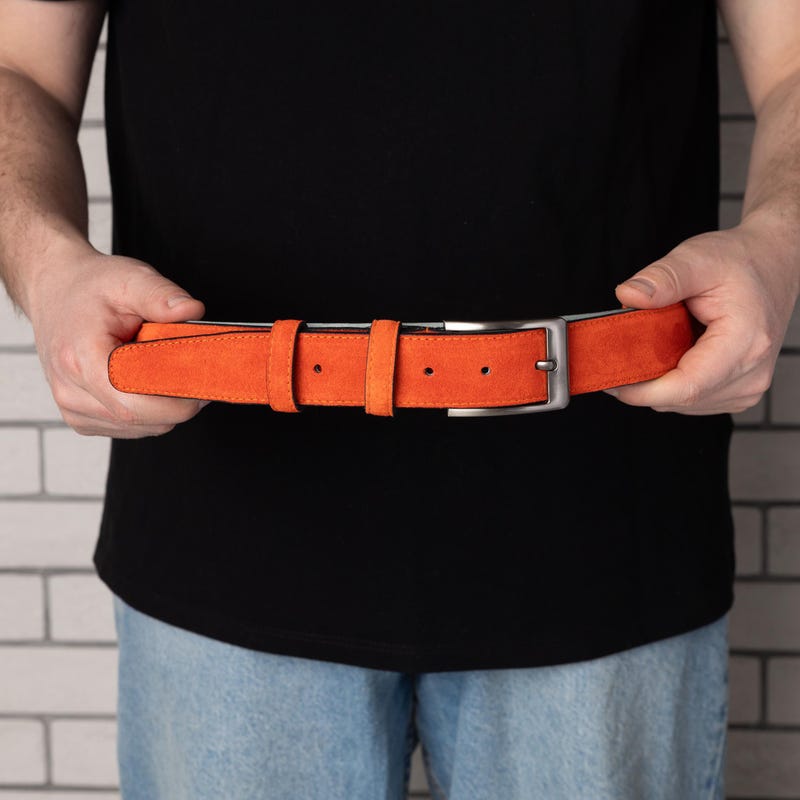 Mens Suede Belts Orange - Etsy