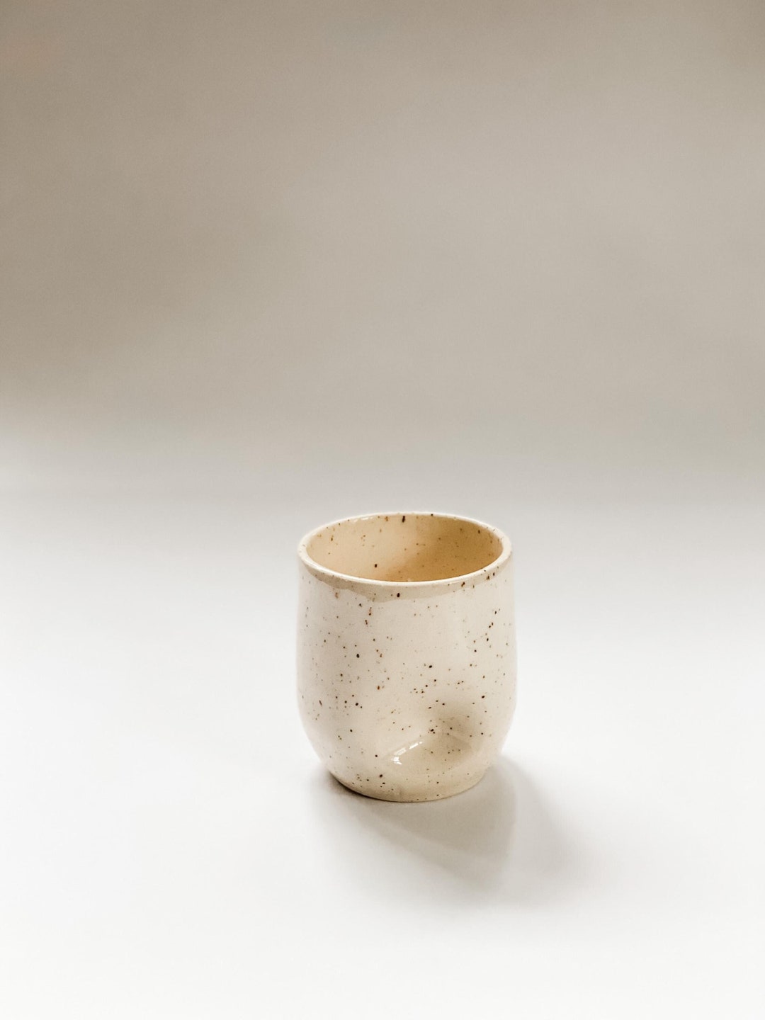 Handmade Speckled Stoneware Tumbler: Ergonomic Thumb Indent Cup - Etsy