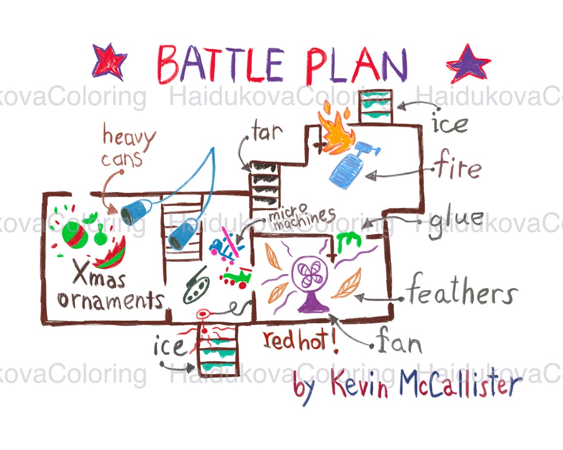 Home Alone Battle Plan | PNG | Hand Drawn Battle Plans | Kevin and the ...