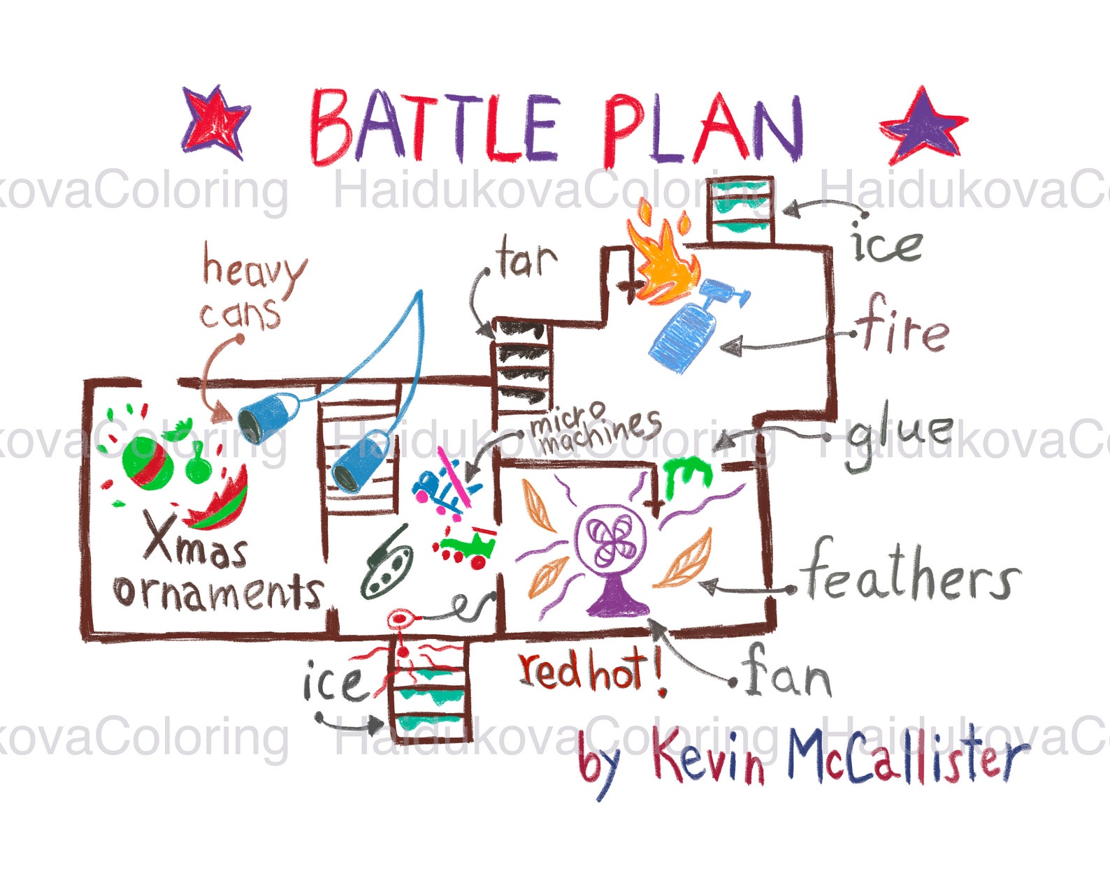 Home Alone Battle Plan | PNG | Hand Drawn Battle Plans | Kevin and the ...