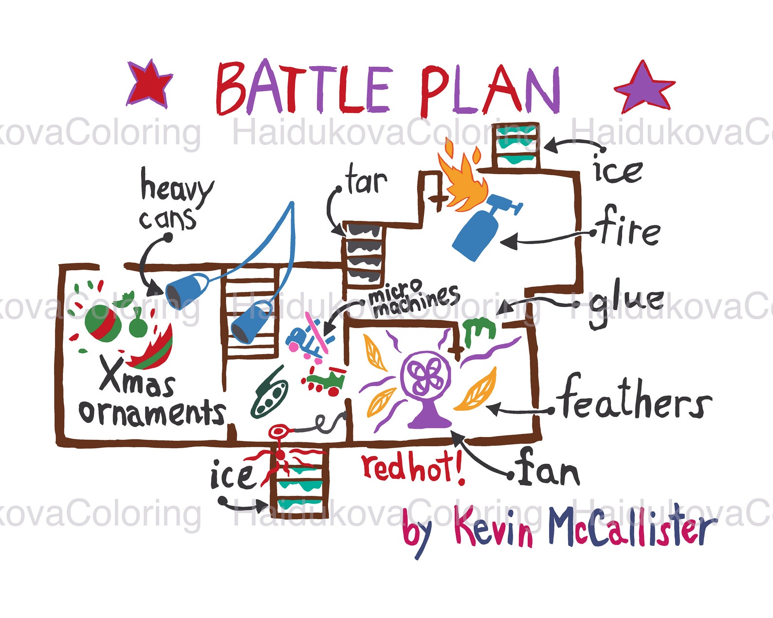 Home Alone Battle Plan | PNG | Hand Drawn Battle Plans | Kevin and the ...