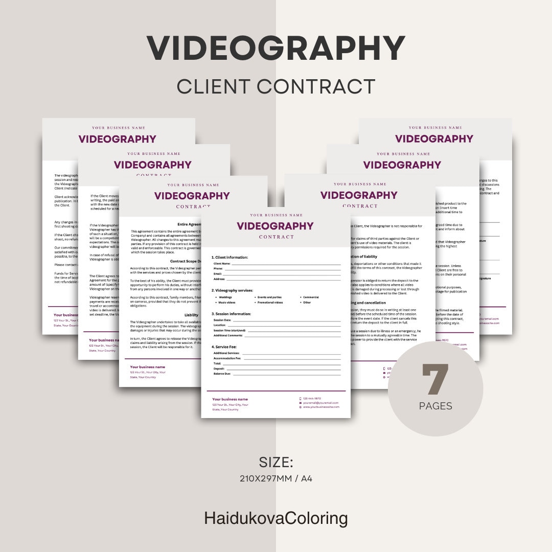Videography Contract Template | Canva Template | Contract for ...