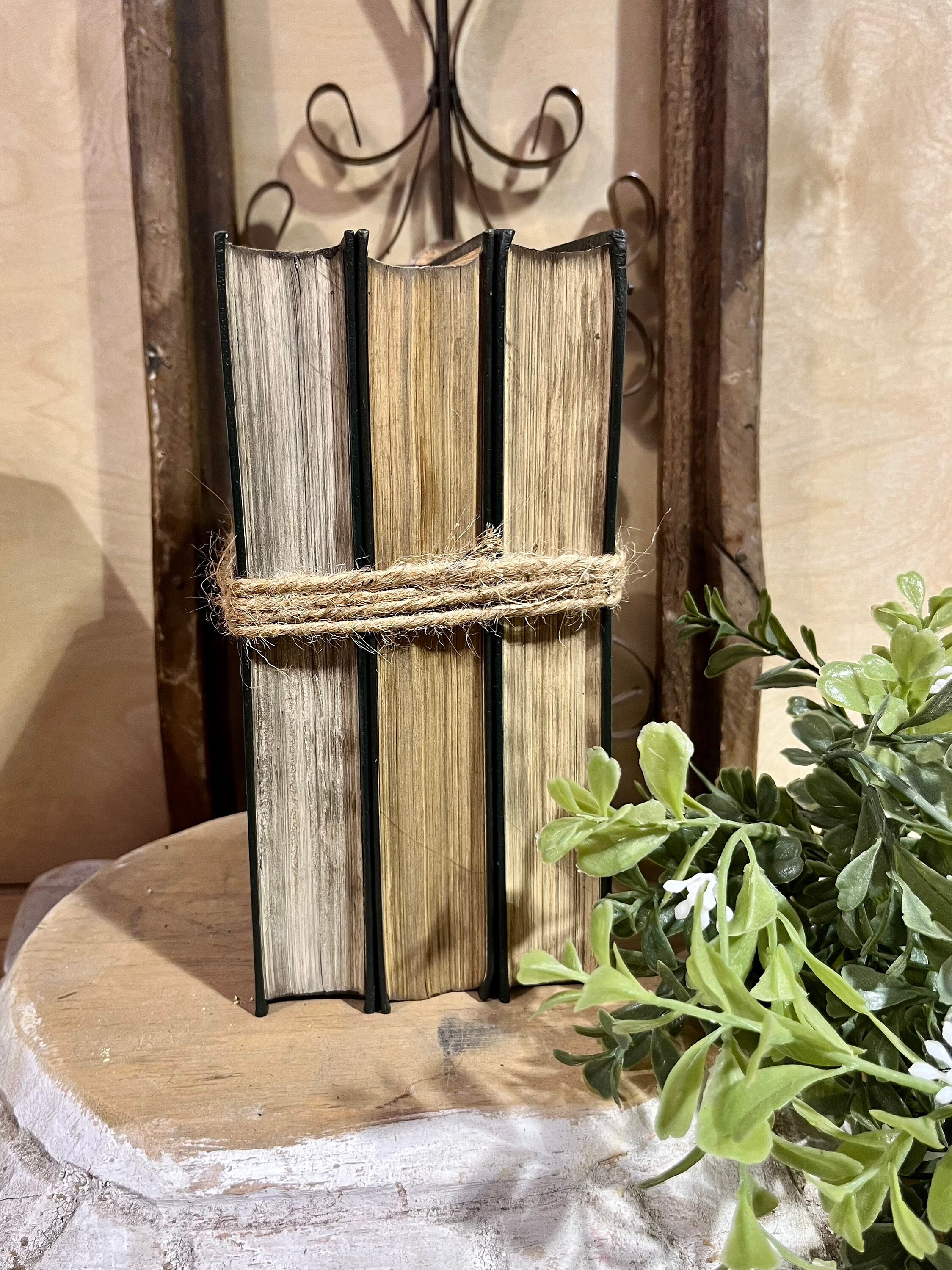 Vintage Book Bundle, Wrapped Book Decor, Stacked Books, Staging Book ...