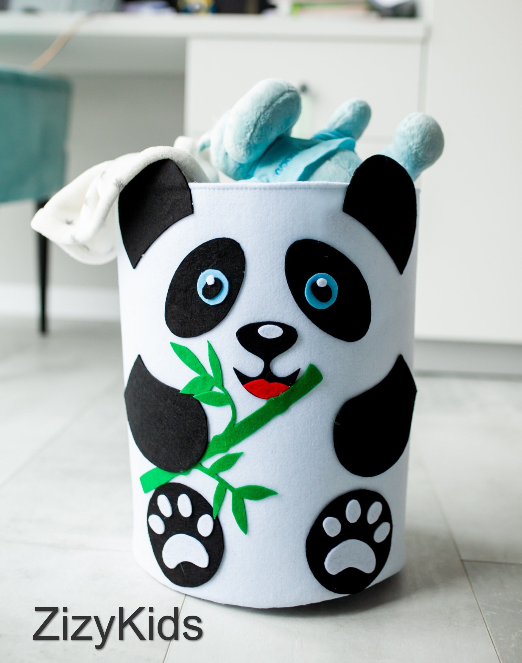 Toys Baskets Panda Decor for Playrooms Felted Baskets Toys Storage Toys ...