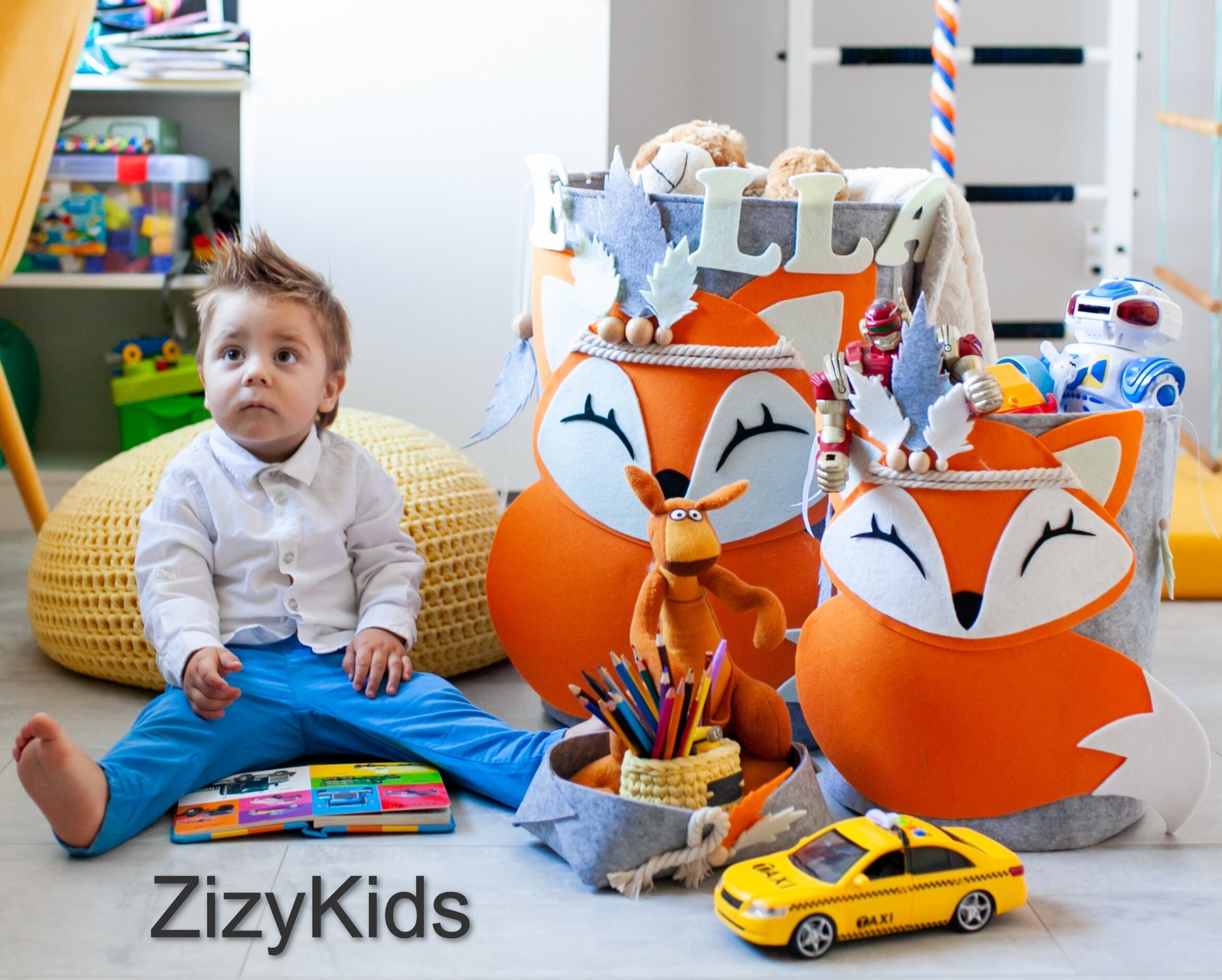 Toy Storage Fox Felt Basket Storage Rooms Togo Kids Decor for - Etsy