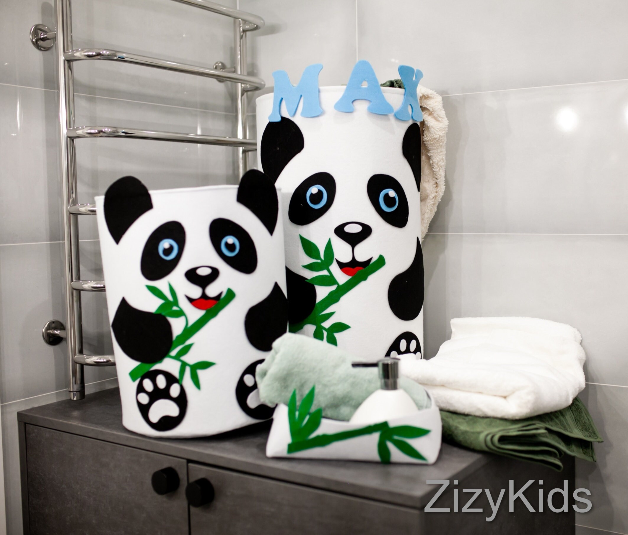 Toys Baskets Panda Decor for Playrooms Felted Baskets Toys Storage Toys ...