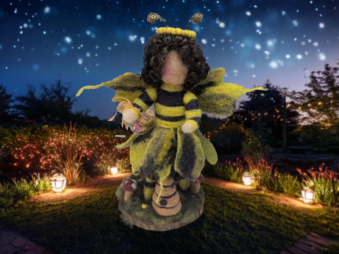 Needle Felted Fairy Bee Sculpture | Handmade Whimsical Figurine - Etsy