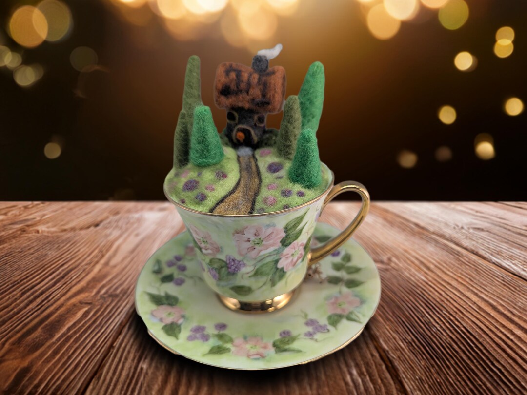 Needle Felted Diorama Cottage in Teacup | Home Decor Piece | Handmade ...