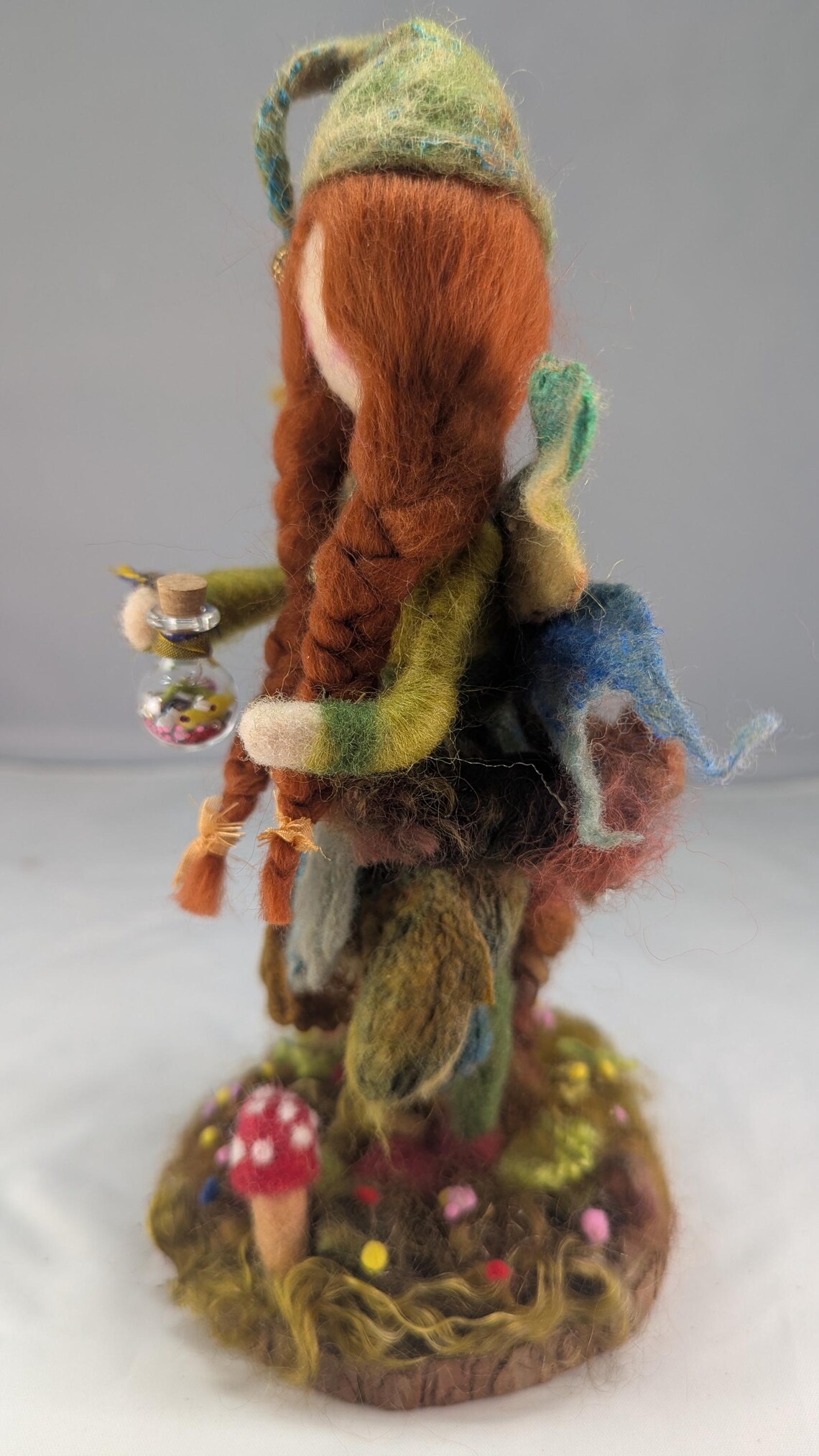 Whimsical Needle Felted Fairy | Red Hair & Long Hat | Handmade Decor ...
