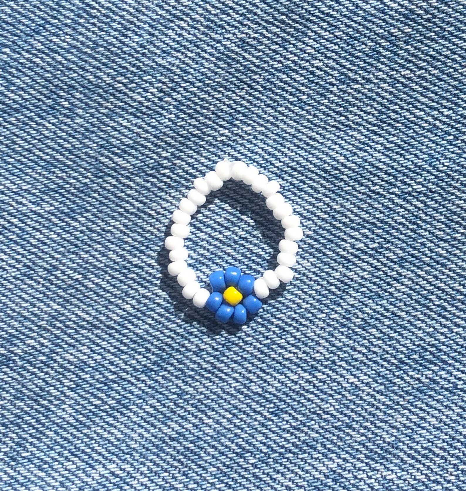 Beaded Flower Ring Flower Seed Bead Ring Elastic Flower | Etsy