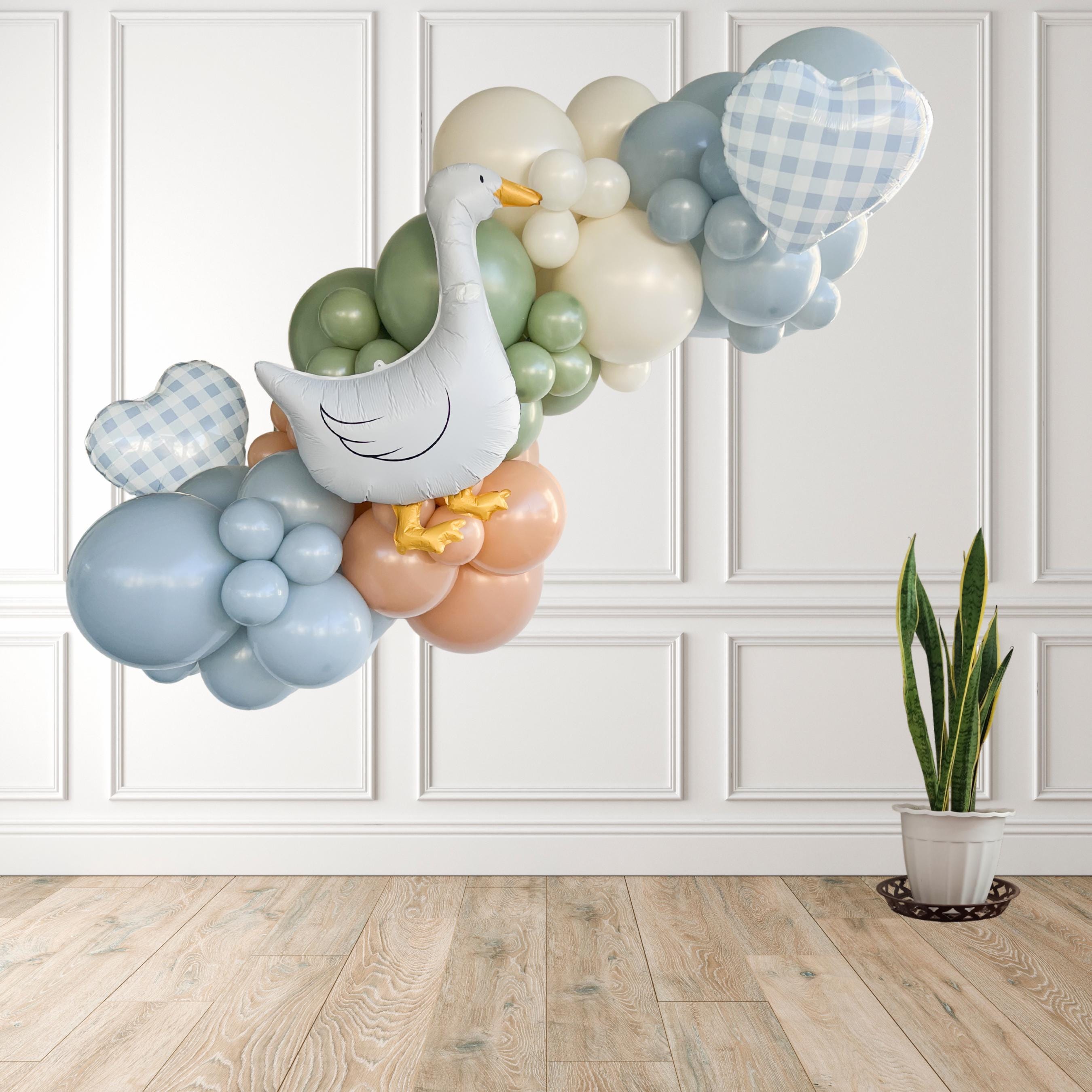 One Silly Goose Balloon Garland Boys Silly Goose Arch Gingham Blue ...