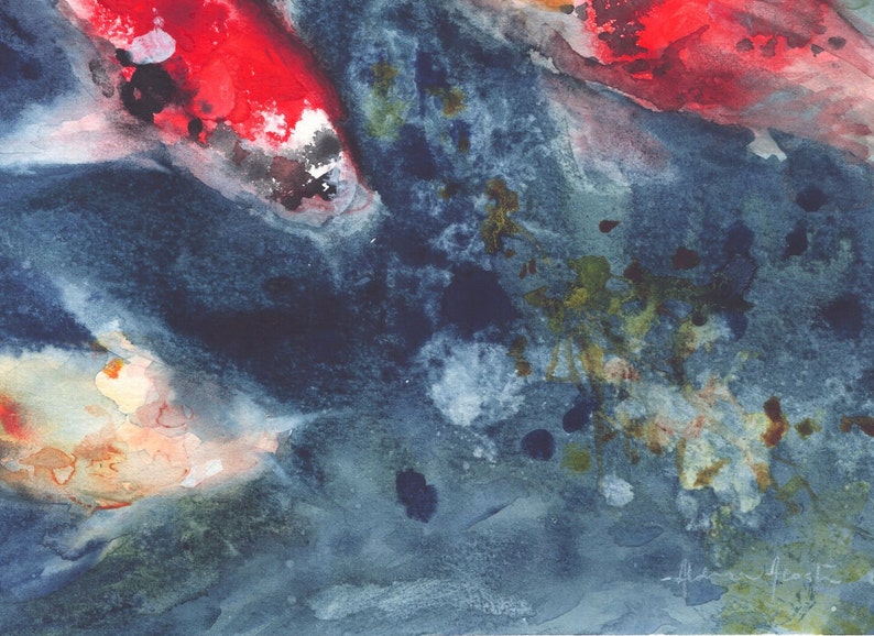 Koi Fish Series 4 Original Watercolor Impression Painting, Colorful ...