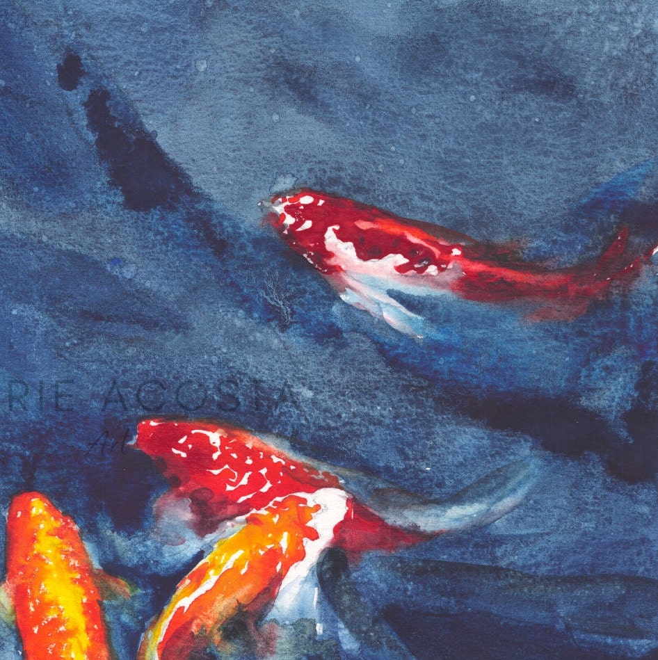 Koi Fish Series 5 Original Watercolor Impression Painting, Colorful ...