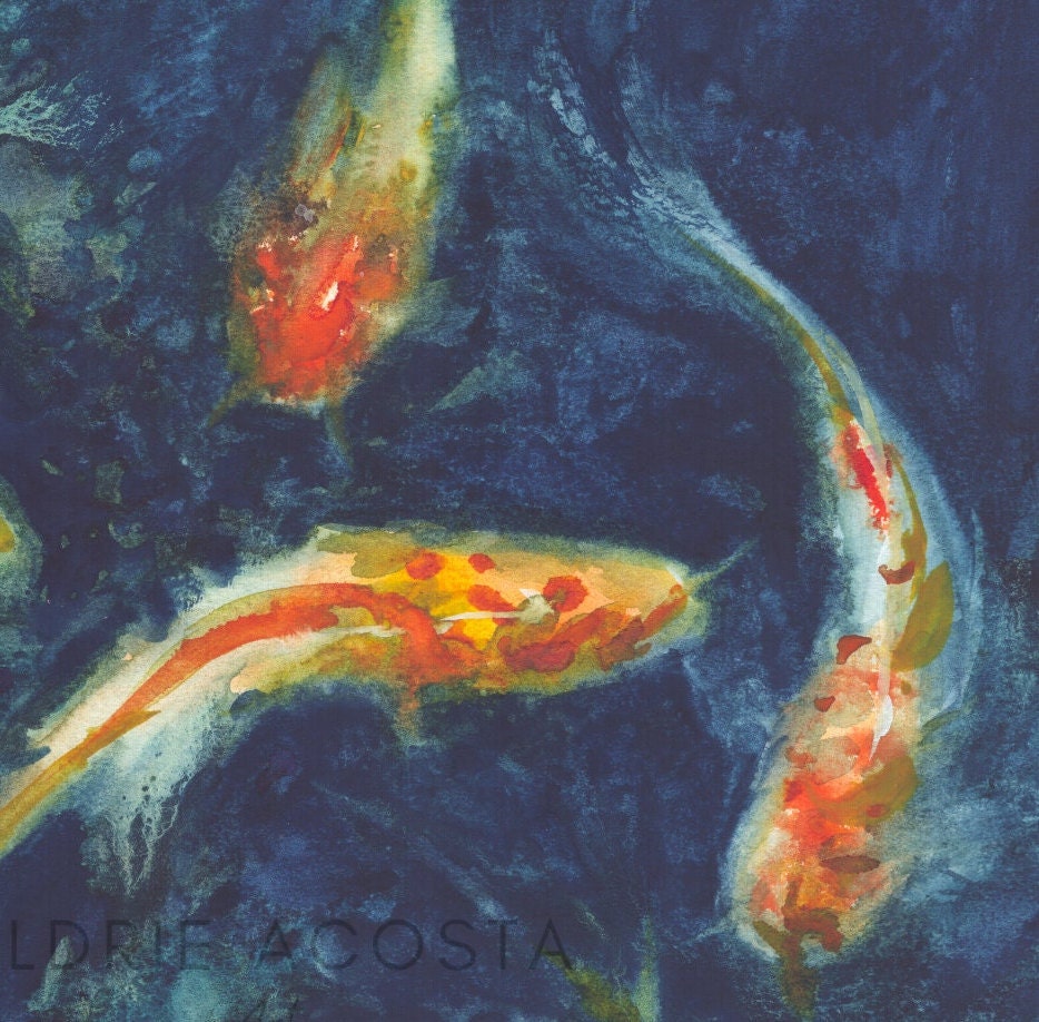 Koi Fish Series 2 Giclée Art Print From Original Watercolor Impression ...