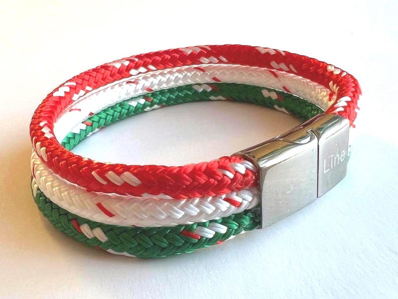 Italian Flag Rope Bracelet: Handmade Nautical Jewelry, USA - Etsy
