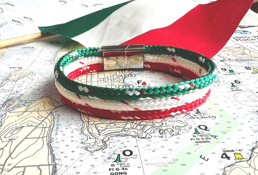 Italian Flag Rope Bracelet: Handmade Nautical Jewelry, USA - Etsy