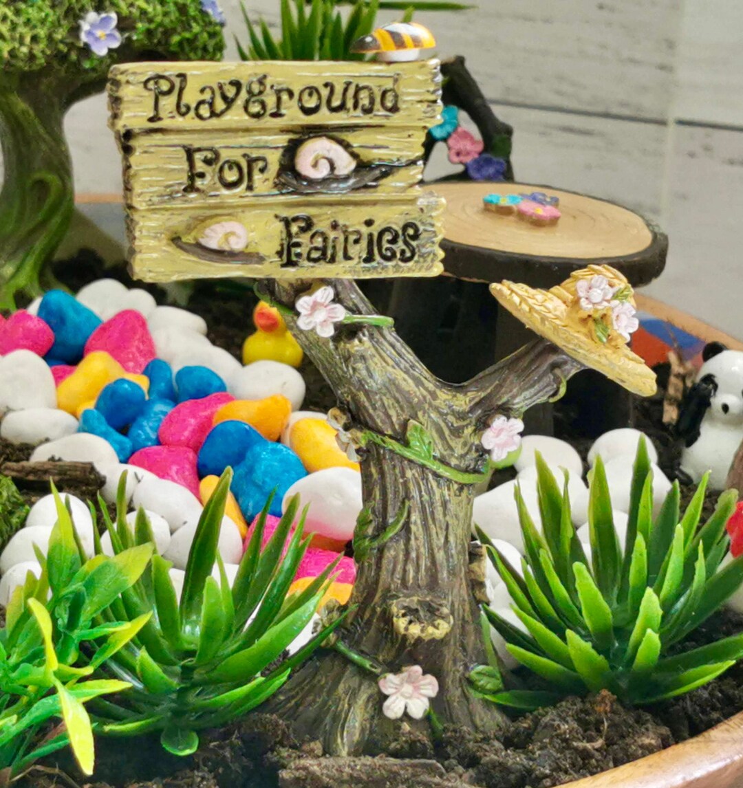 Fairy Garden Miniature Tree Stump Sign Craft Accessories Miniature Sign ...