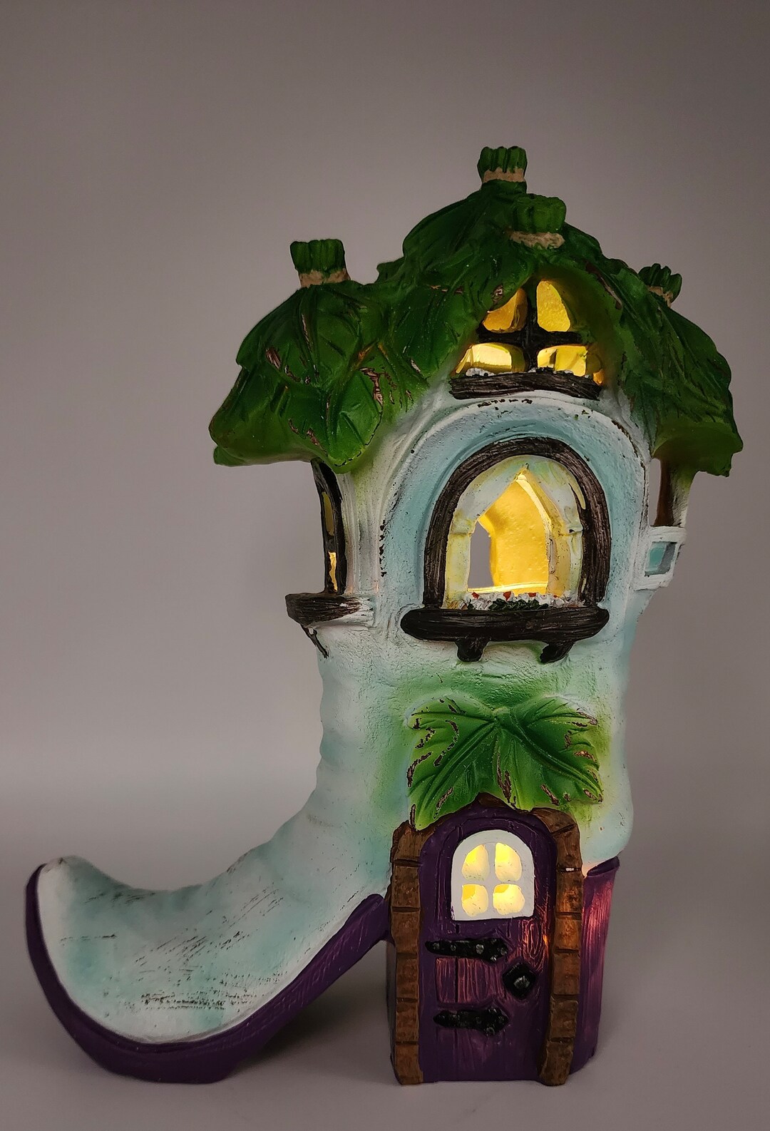 Solar Led Light up Boot Fairy House Fairy Garden House Fairy Garden ...