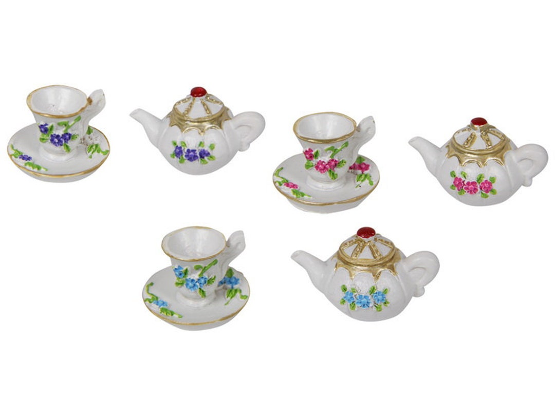 6 Pcs Doll House Tea Party Set High Tea Party Set Doll House Miniature ...