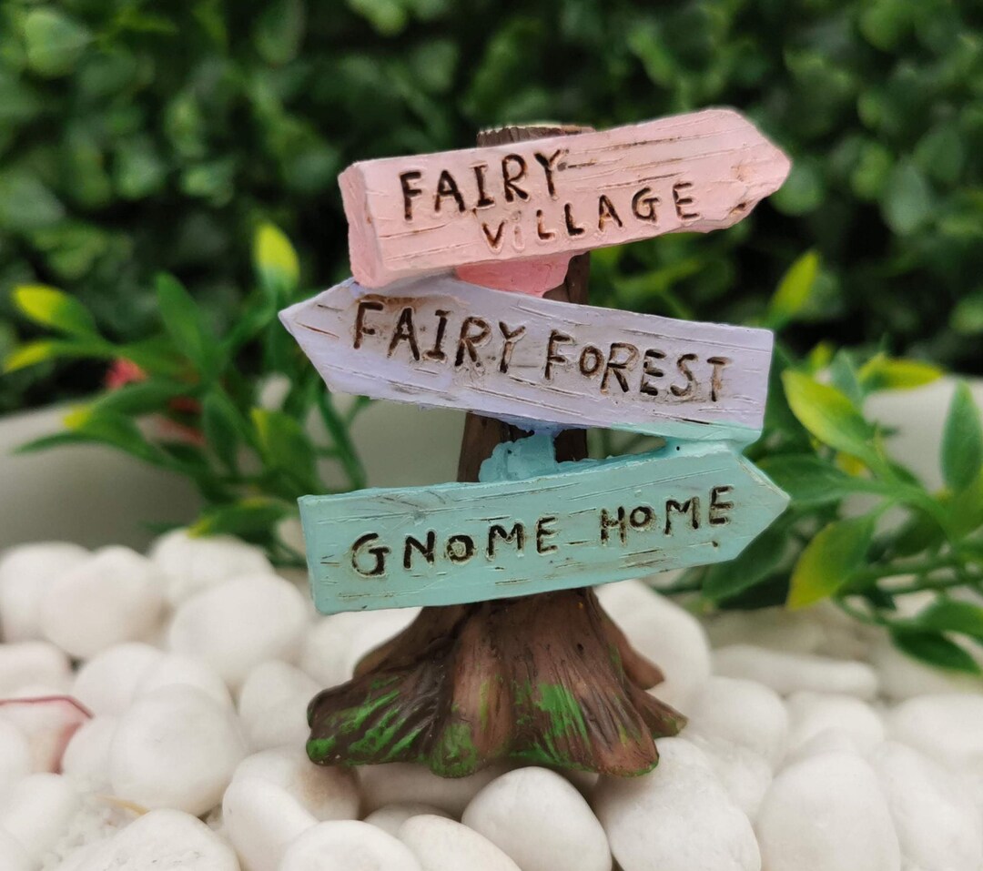 7cm Fairy Garden Tree Stump Direction Sign Craft Accessories Miniature ...