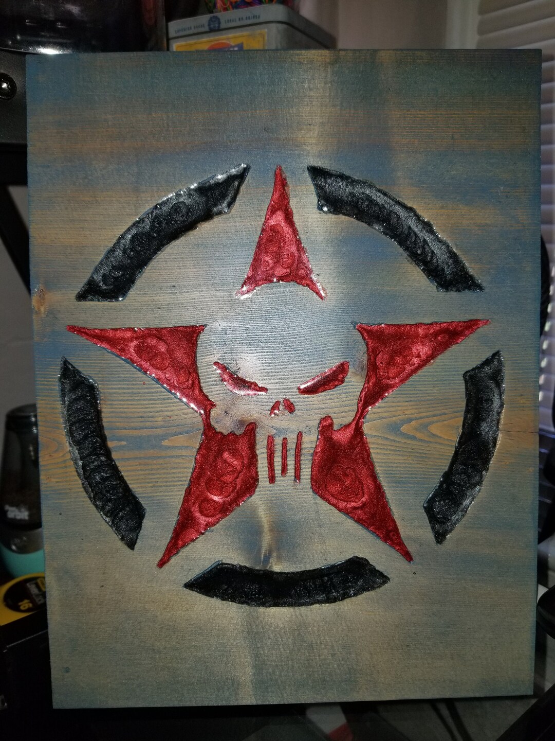 Epoxy Resin Punisher Star Wood Art - Etsy