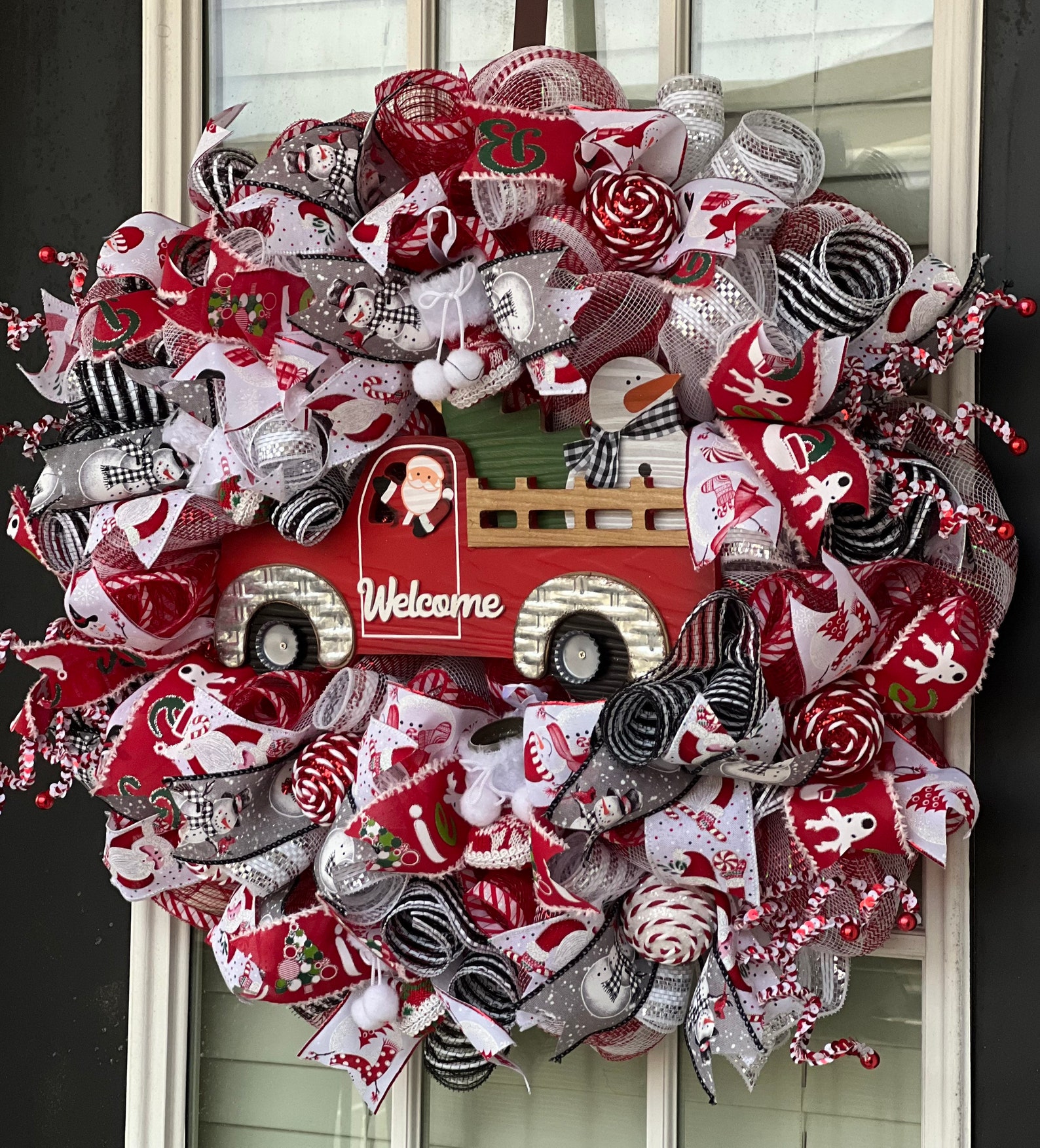 Santa Truck Wreath Santa Welcome Wreath Christmas Wreath - Etsy