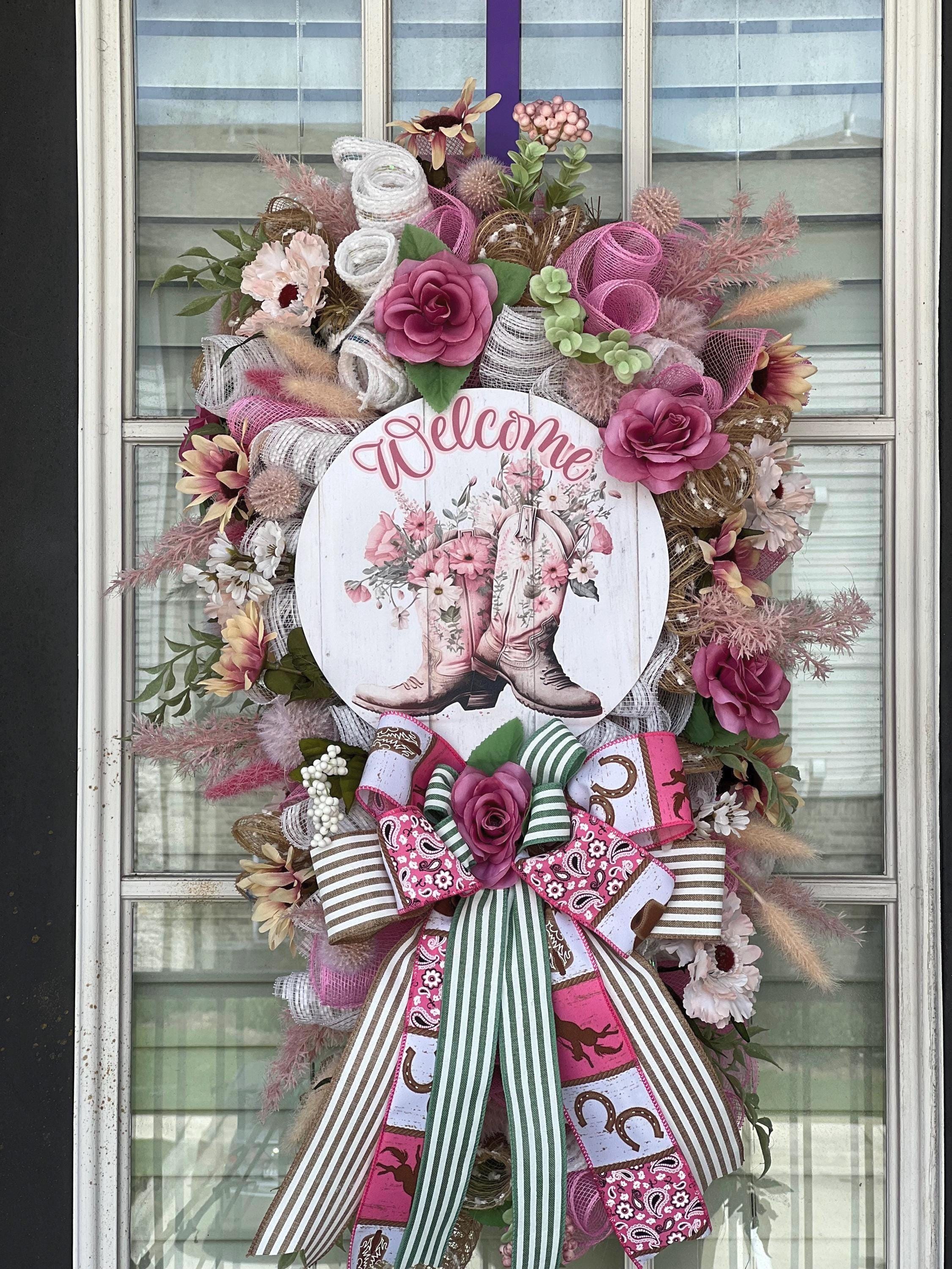 COUNTRY WELCOME SWAG, Pink Cowgirl Swag, Country Welcome Decor, Pink ...
