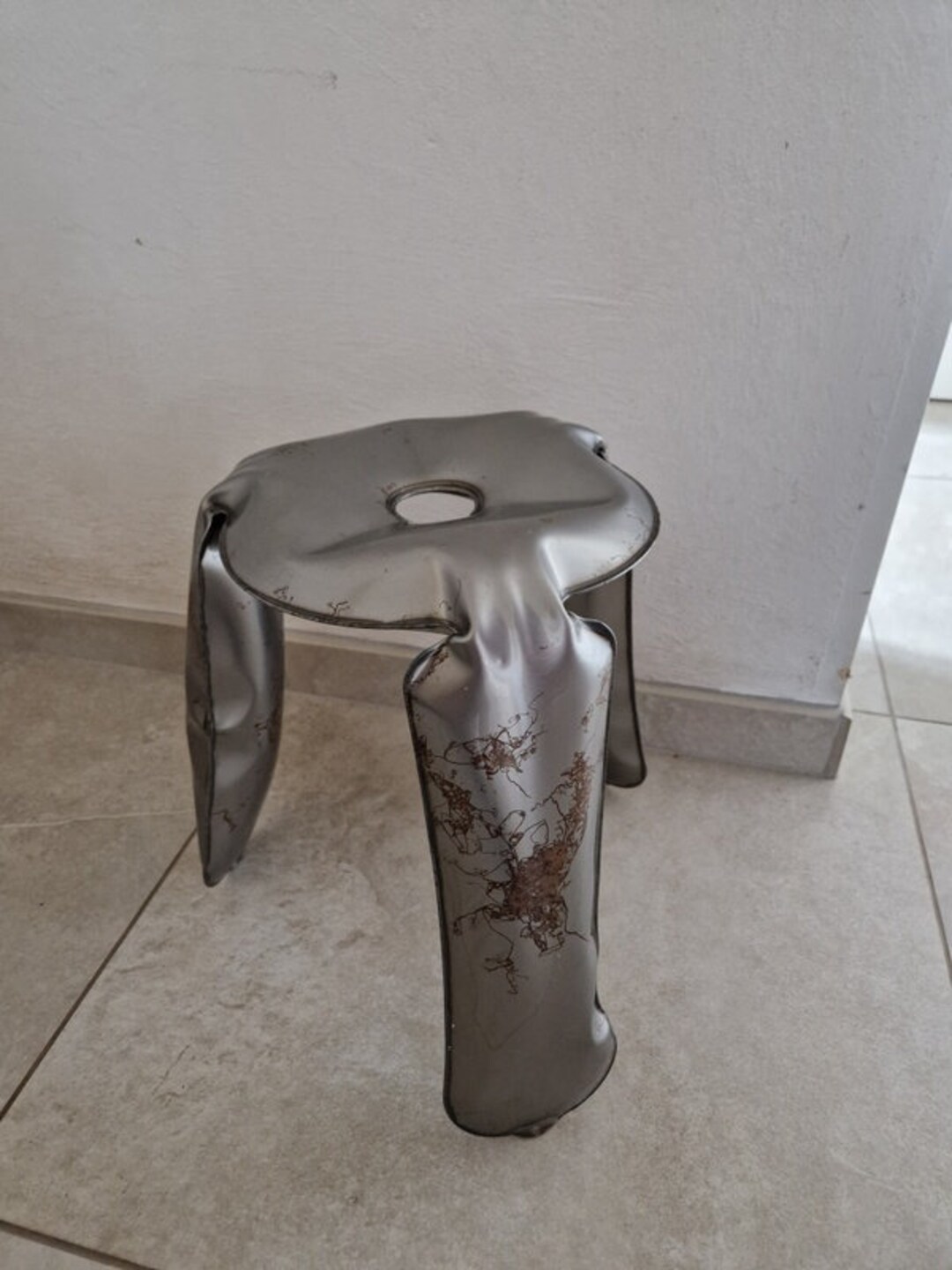 Oskar Zieta born in 1975 Plopp Stool in Rust-effect Grey Lacquered ...