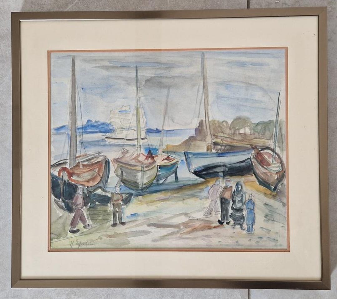 Henri Epstein (1891-1944) - Watercolor on Paper - Beach Scene - Signed ...
