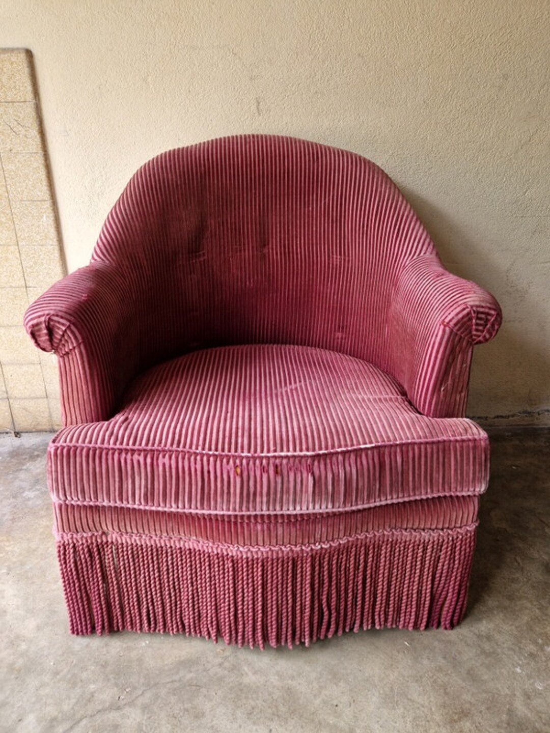Toad Armchair in Old Pink Corduroy 19th Century - Etsy