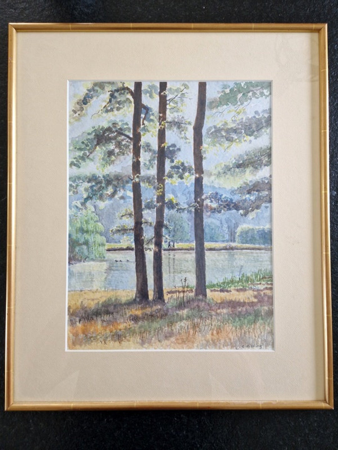 Gabriel Kissling born 1915, Swiss Artist Watercolor on Paper forest ...