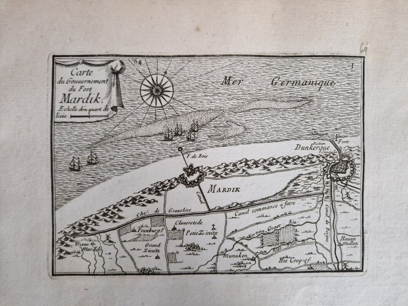 17th Century Copper Engraving map of the Government of Fort Mardik by ...