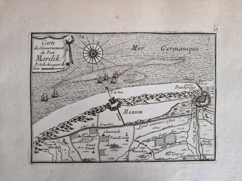 17th Century Copper Engraving map of the Government of Fort Mardik by ...