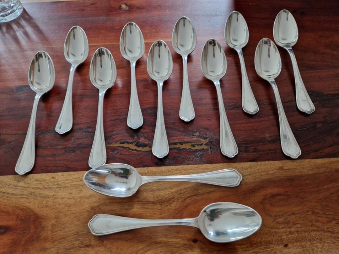 Christofle - Set of 12 Spatours Table Spoons in Silver-plated Metal - Etsy