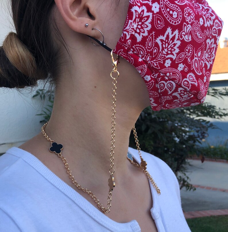 Face Mask Chain Black Clover Beads Jewelry Necklace Face Mask - Etsy