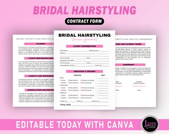 Bridal Hair Contract Template,wedding Bridal Party Salon Services ...