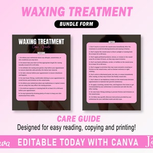 Waxing Treatment Contract Forms, Editable Wax Forms, Wax Forms, Wax ...