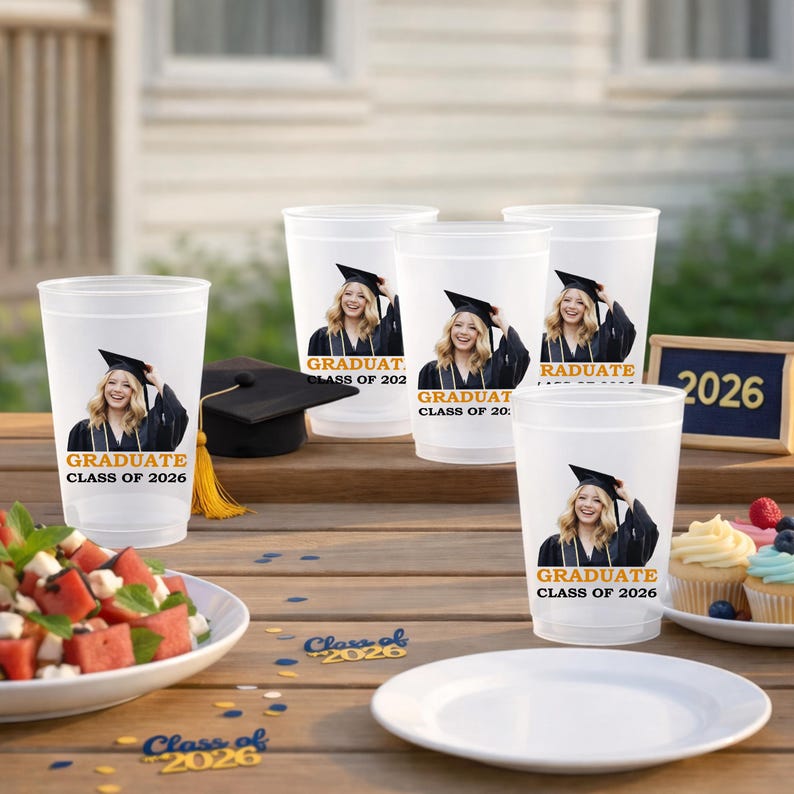 Personalized Photo Graduation Cups, Custom Graduation 2026 Frosted Cups ...