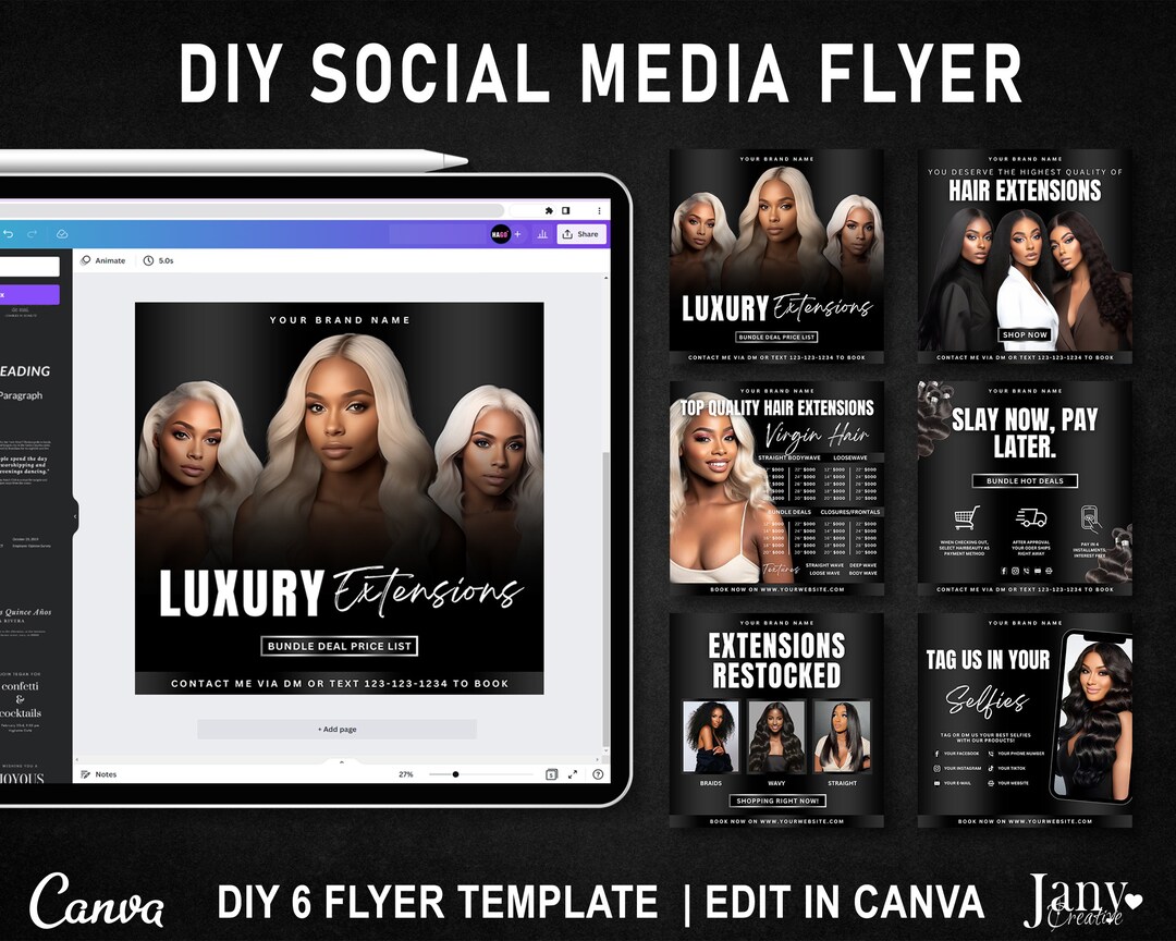 DIY Hair Extensions Flyers, Hair Flyer Bundle, Hair Pricelist Flyer ...