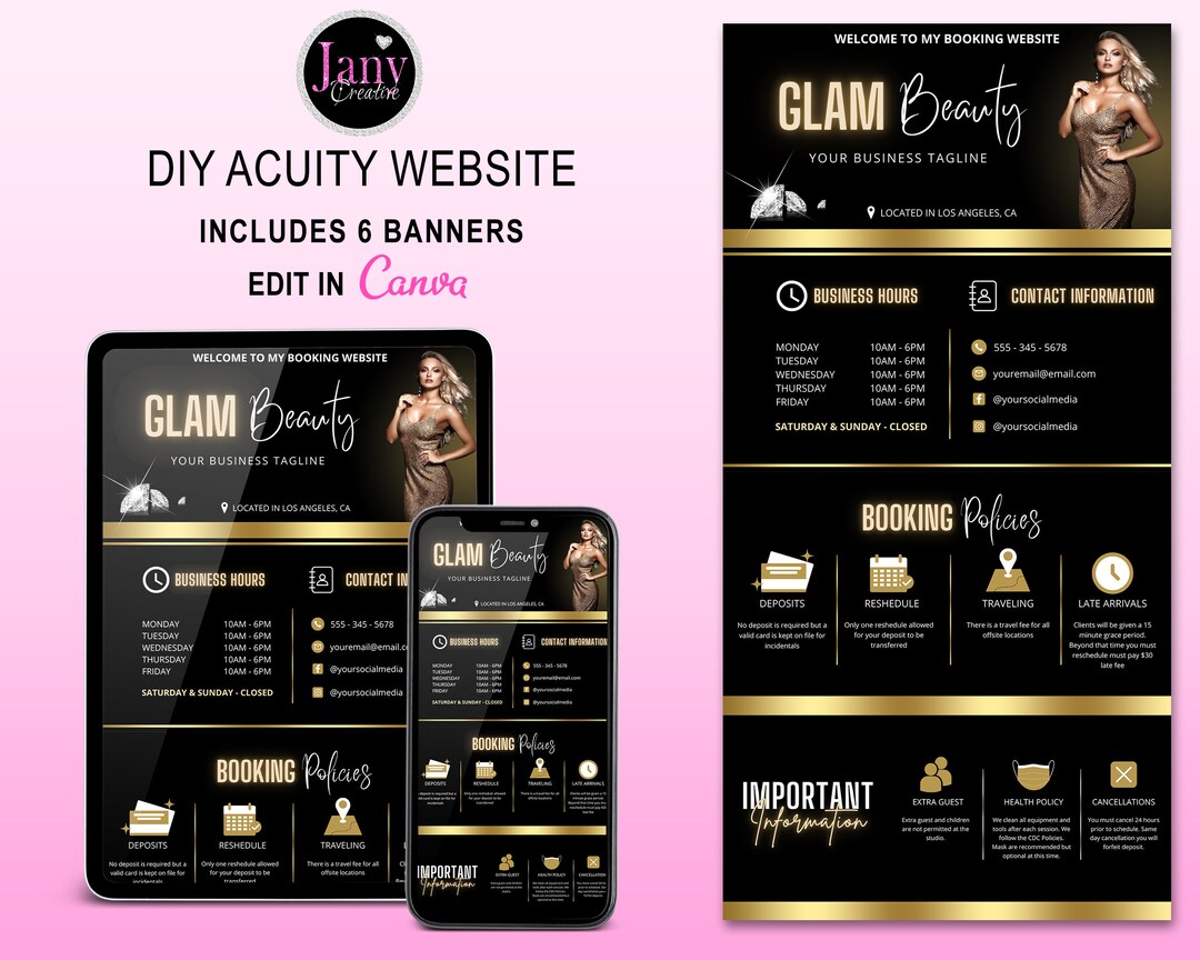Gold Acuity Site Design Diy Acuity Scheduling Template - Etsy