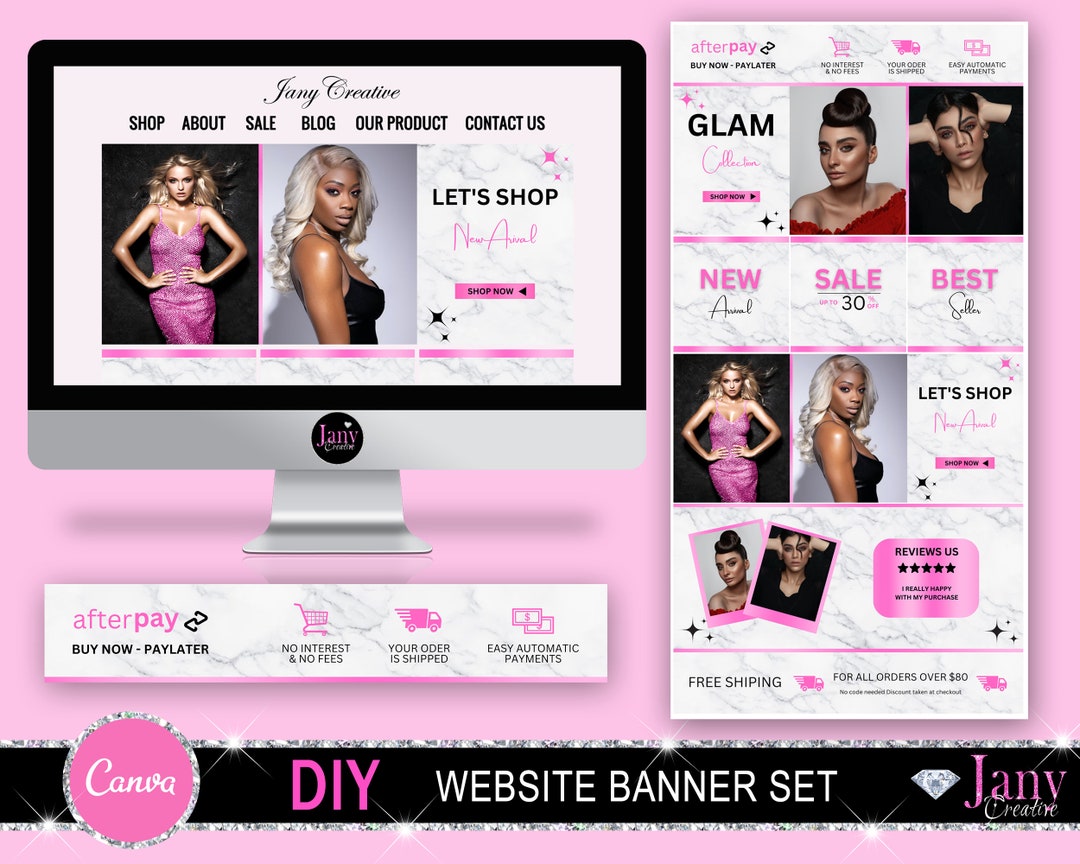 Website Banner Set, Boutique Website Banners, Shopify Website Template, Shopify Website Design ...