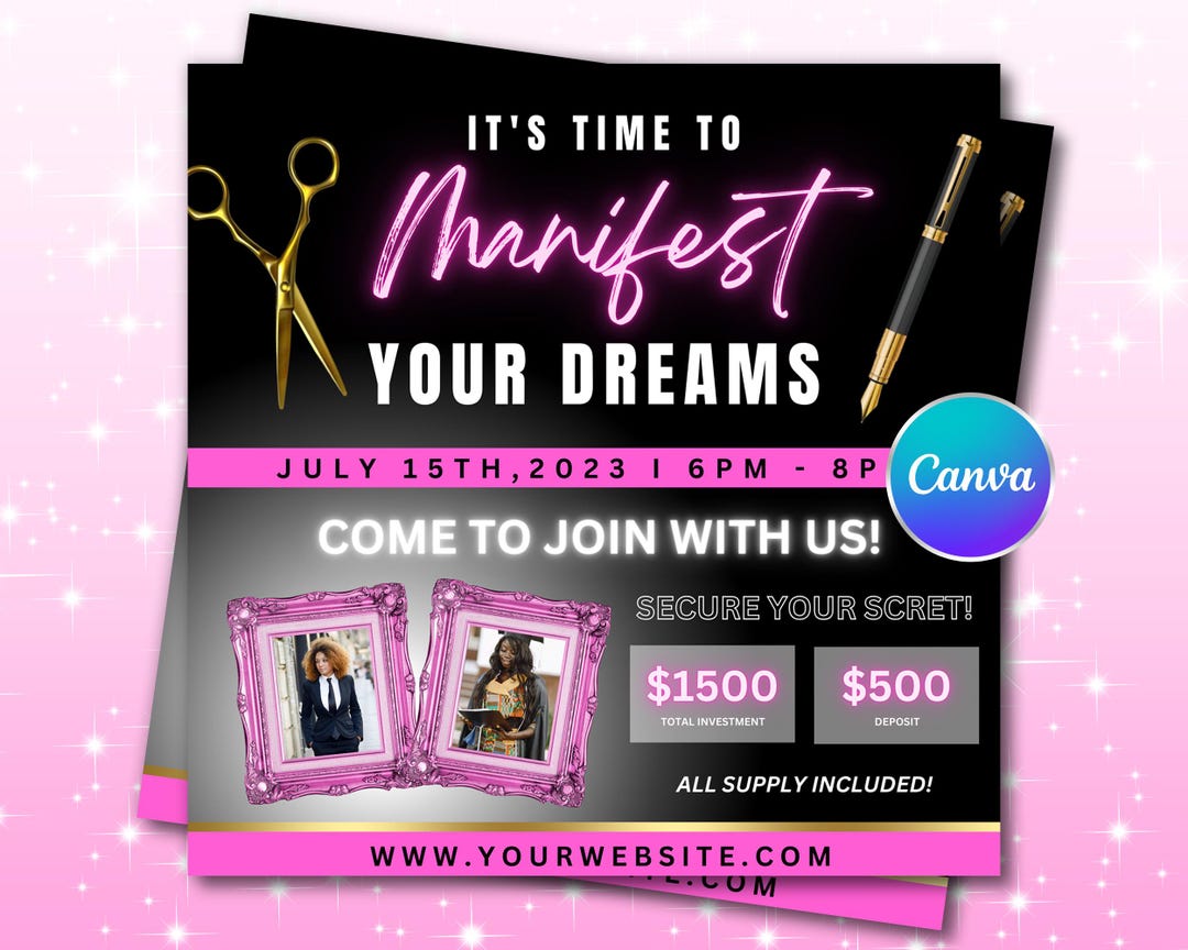 Vision Board Party Flyer, Vision Flyer, Manifesting Event Flyer ...